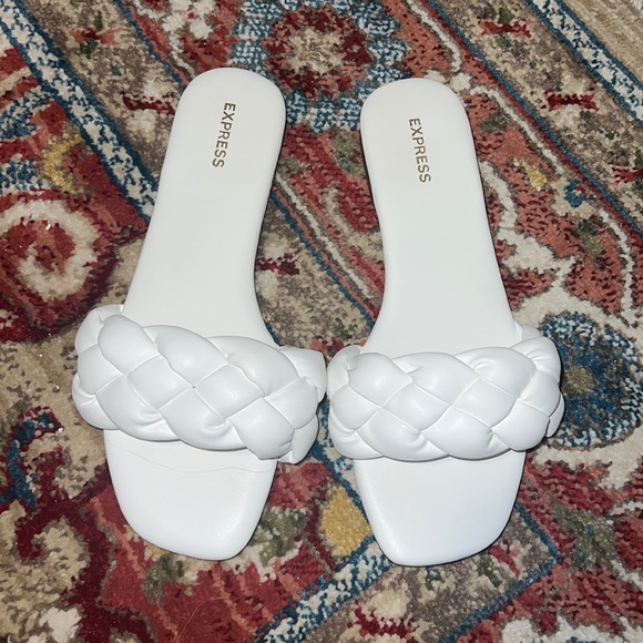 Express | Shoes | Nwot Express White Braided Sandal | Poshmark